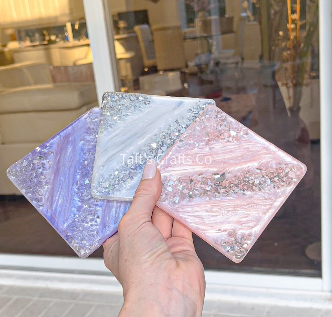Super Sparkly Coasters in Any Color Geode Coasters, Resin Coasters - Etsy