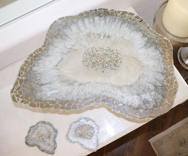 Large Geode Style Decorative Tray in ANY Color | Etsy