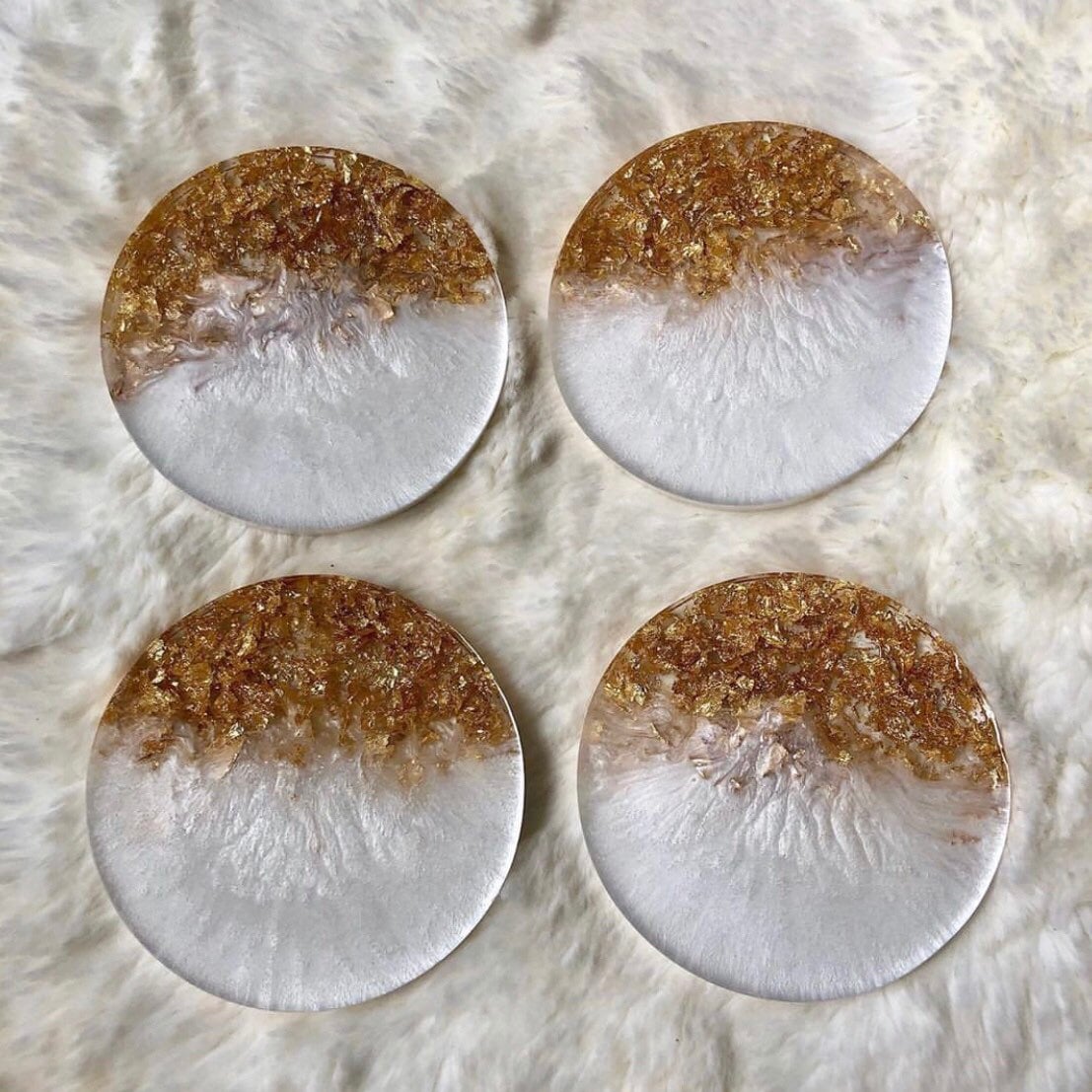 Beautiful Gold and White Coasters Resin Coasters Geode - Etsy