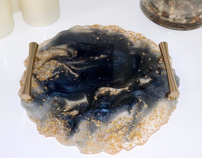 Classy Decorative Geode Tray With Gold Flakes - Etsy UK