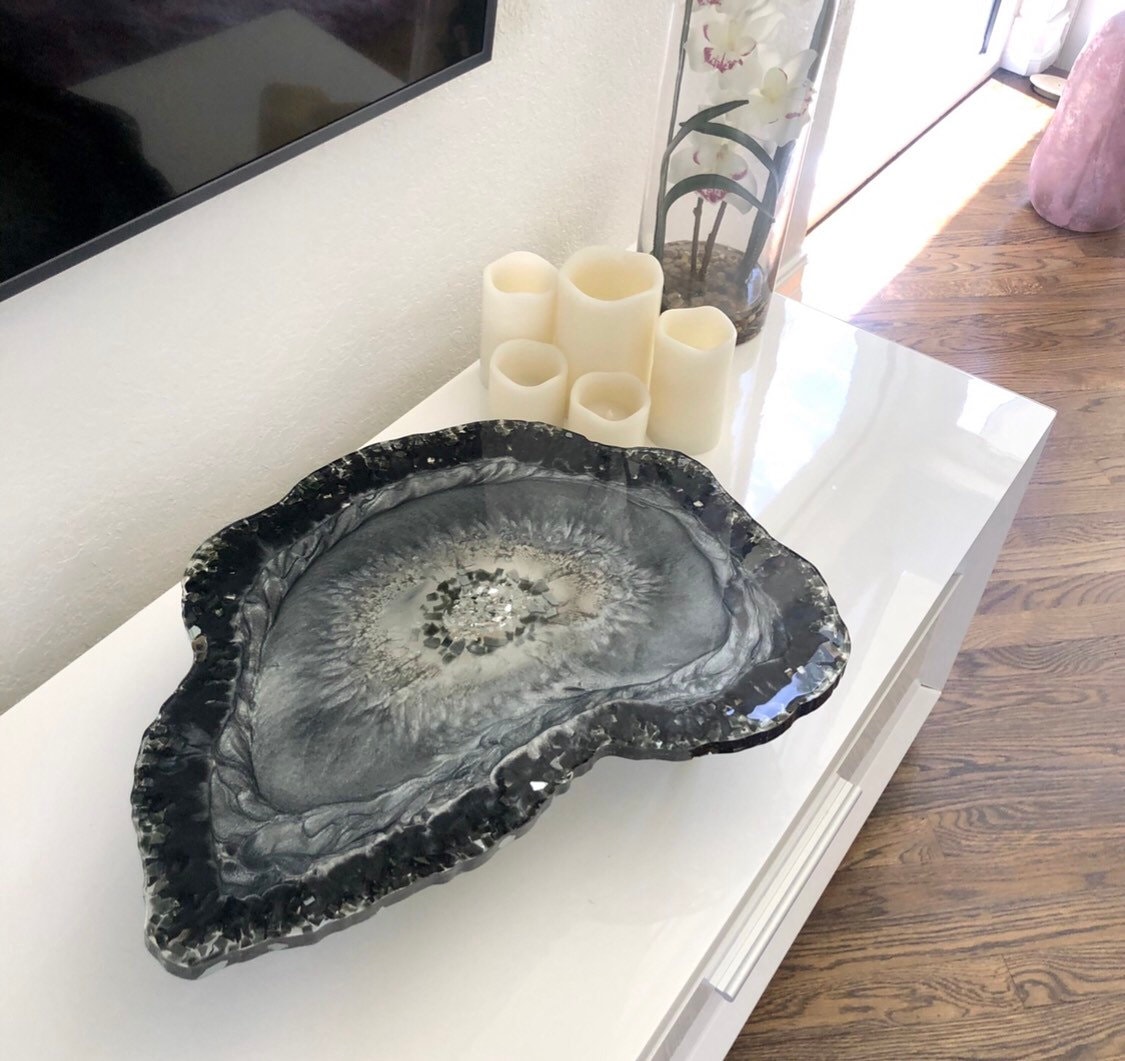 Large geode style decorative tray in ANY color | Etsy