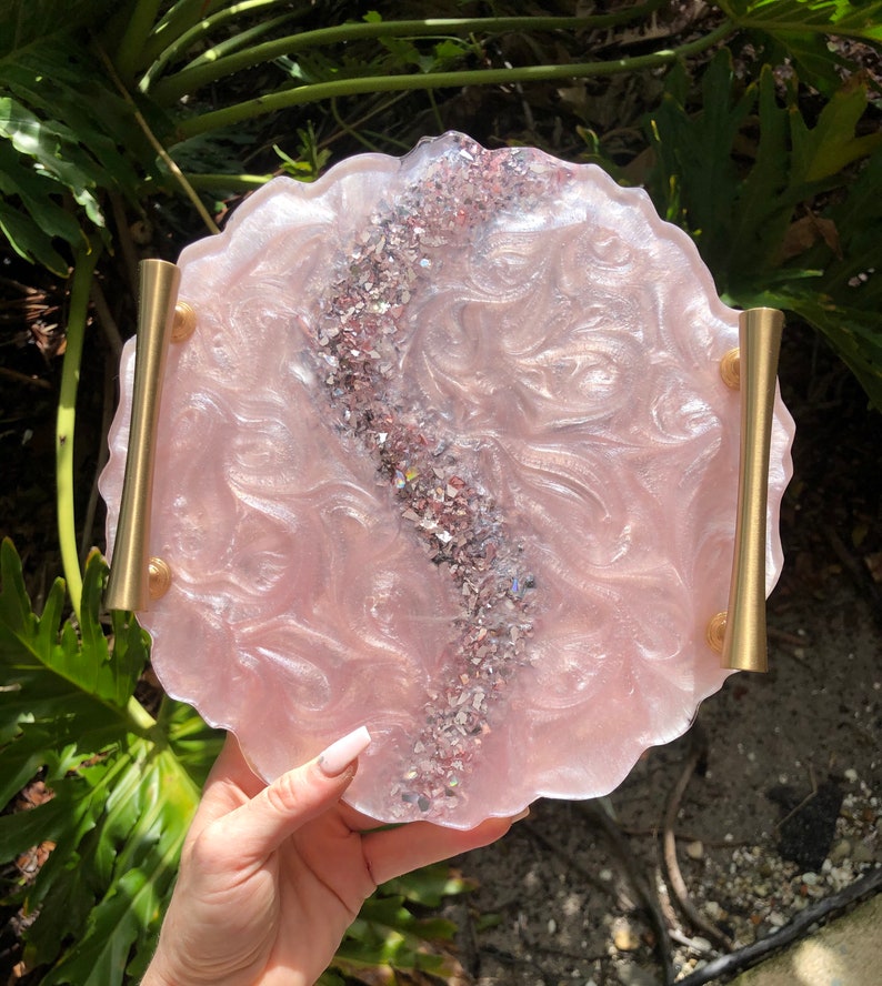Super Sparkly Round Decorative Geode Tray Pick Your Color - Etsy