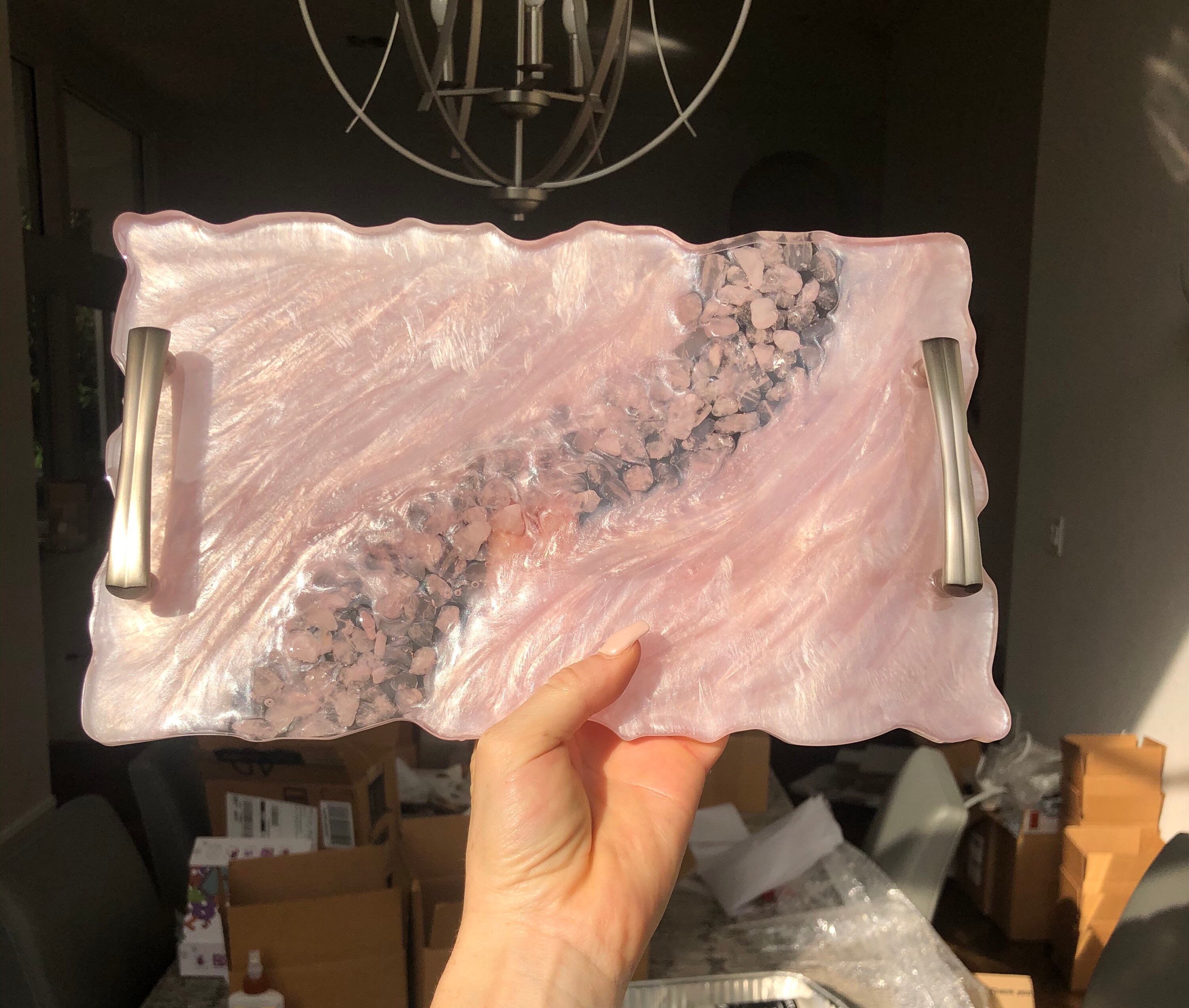 ROSE QUARTZ Decorative Tray Perfume Tray Geode Tray Resin | Etsy