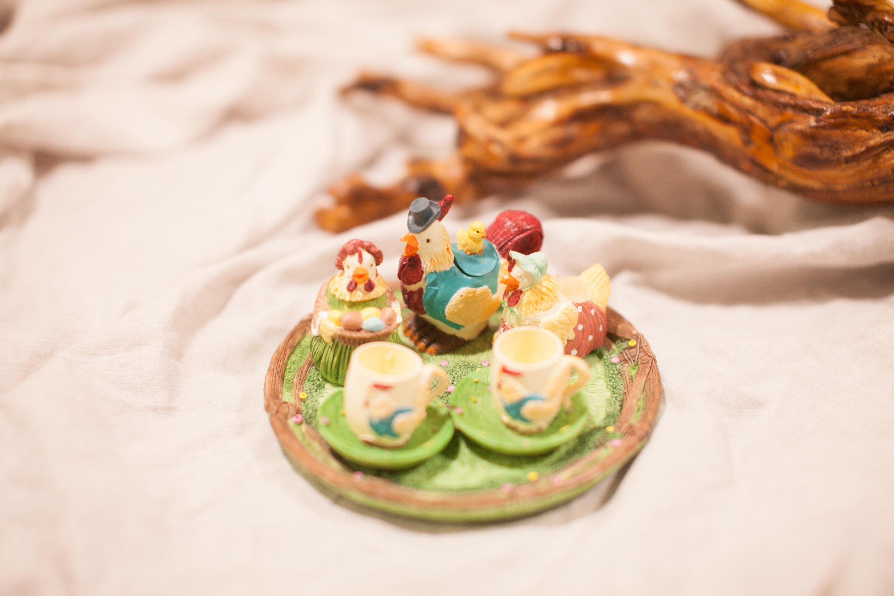 Mini Rooster and Chicken Family Tea Set - Etsy