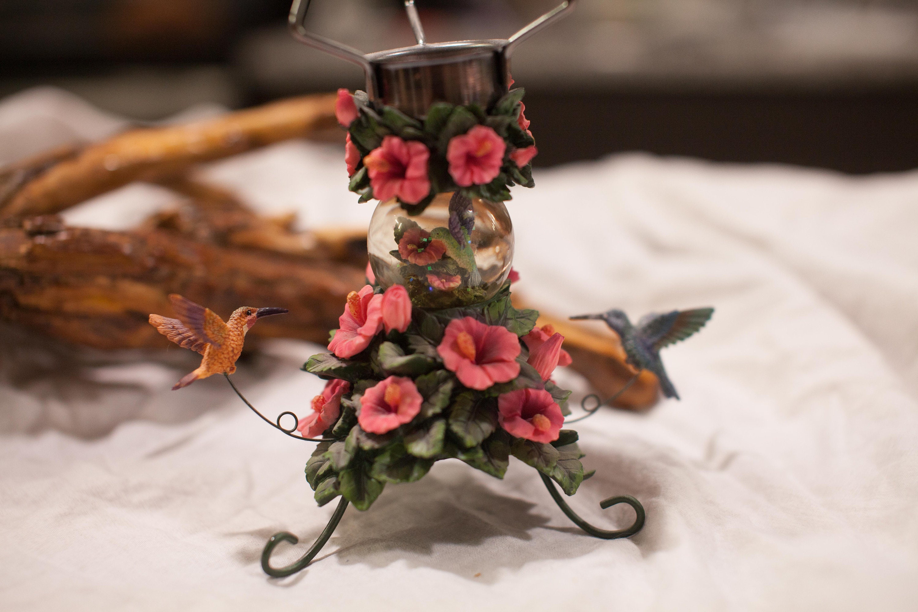 Hummingbird Tea Light Lamp With Snowglobe - Etsy