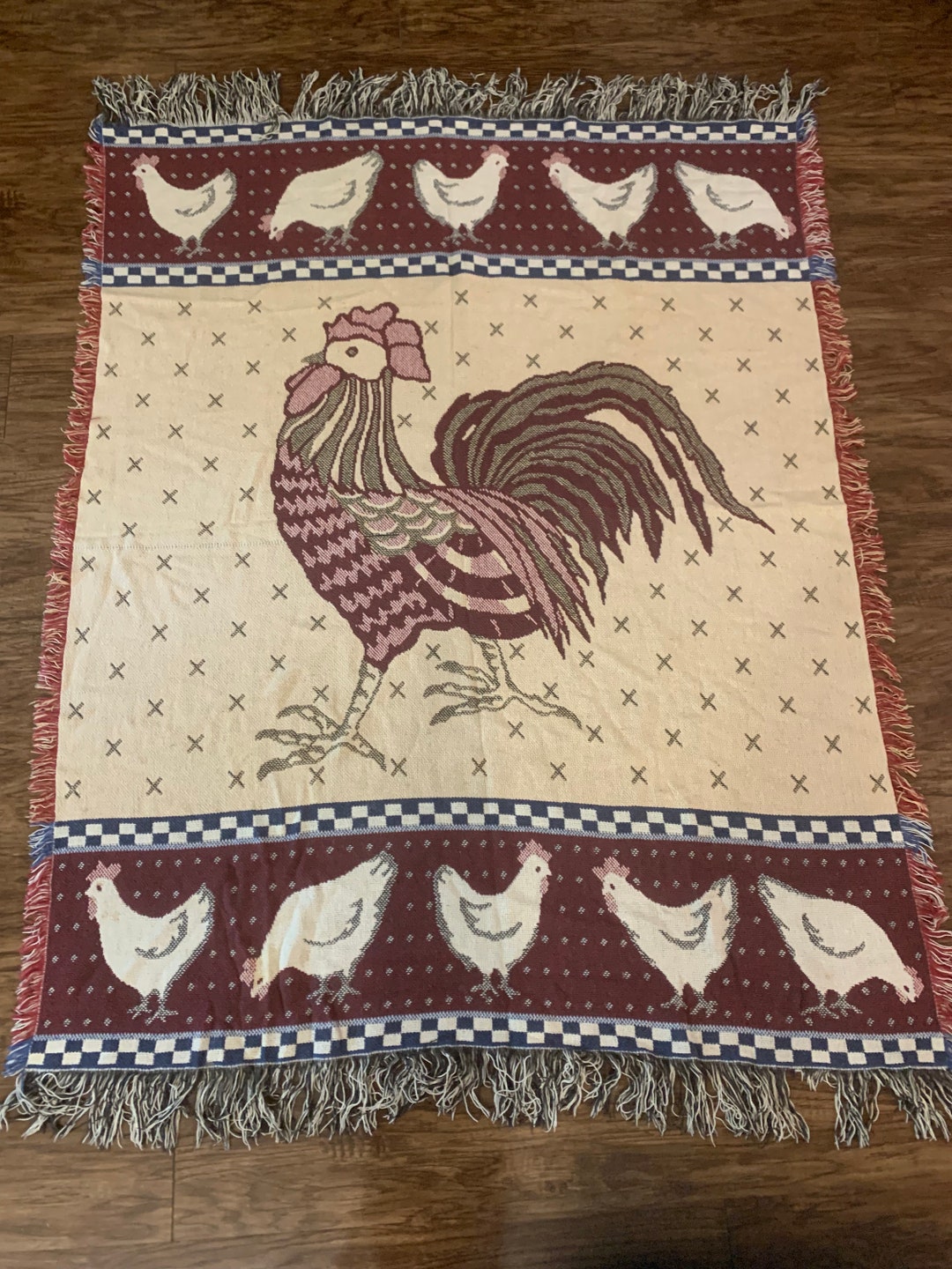 Rustic Rooster Woven Blanket - Etsy