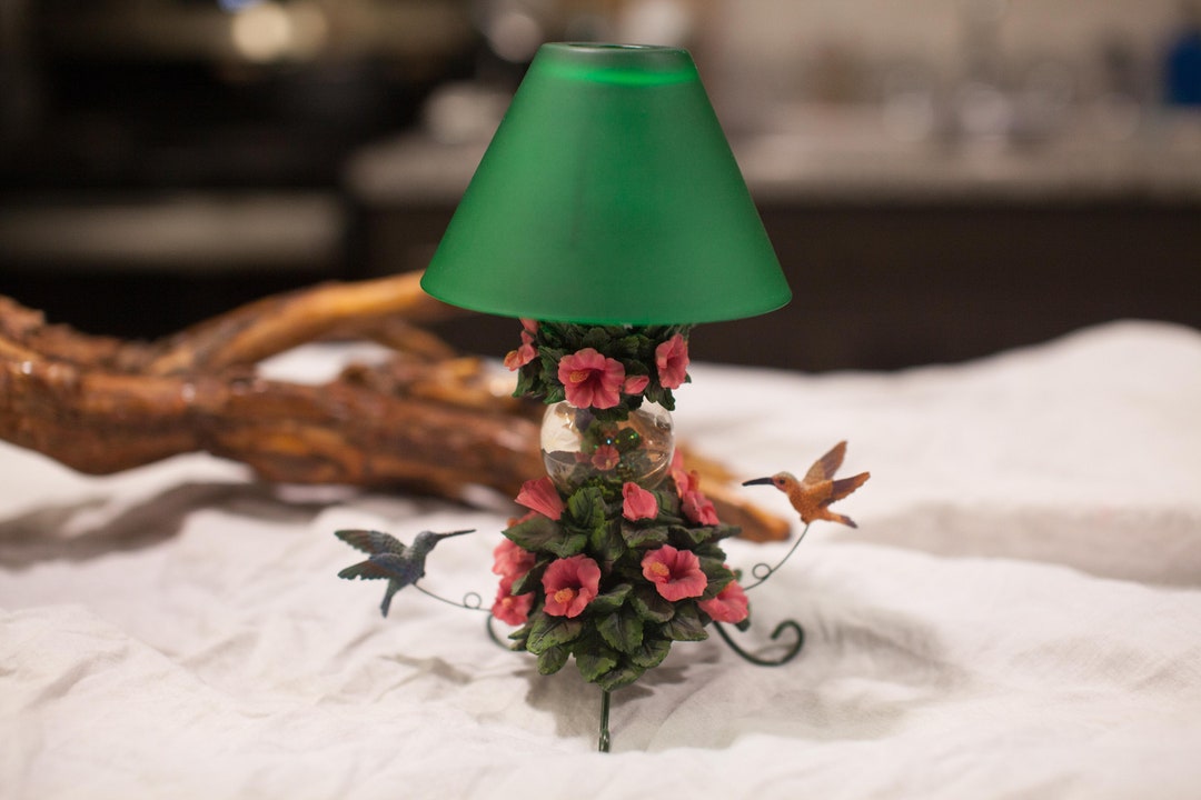 Hummingbird Tea Light Lamp With Snowglobe - Etsy