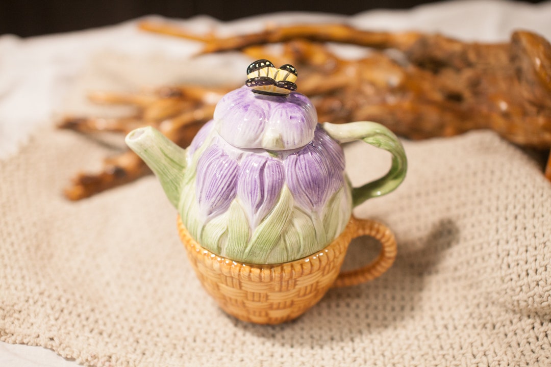Purple Tulips With Butterfly Teapot Set - Etsy