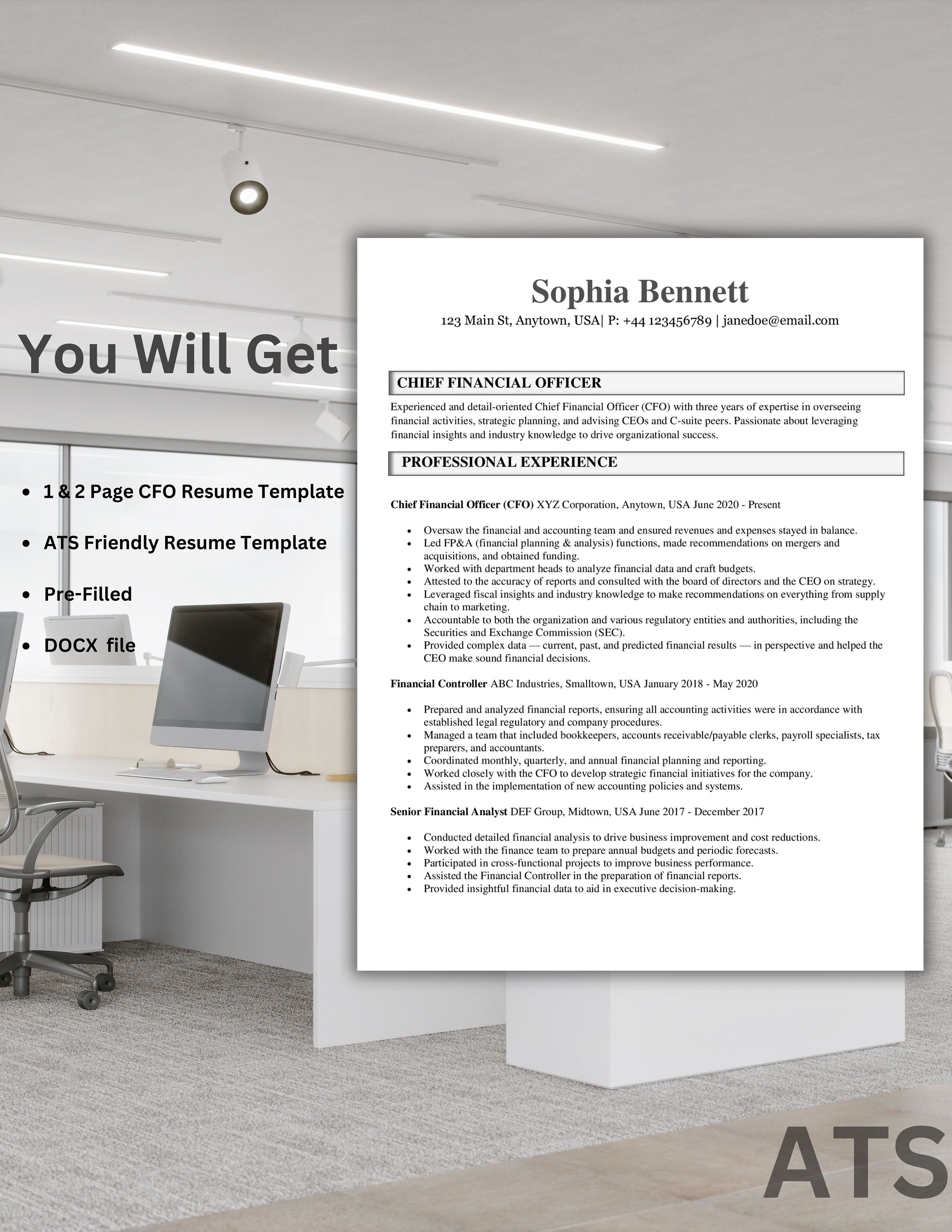 CFO Resume | Professional Resume Template | Chief Financial Officer ...
