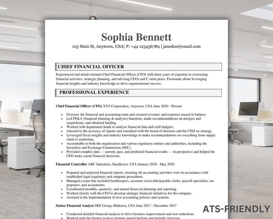 CFO Resume | Professional Resume Template | Chief Financial Officer ...