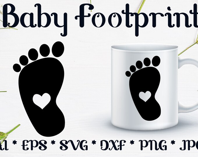 Baby Footprint SVG: Sweet Feet Clipart for Birth Announcements (digital ...