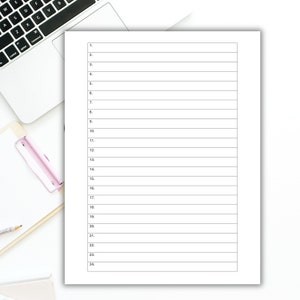 Numbered Lined Paper 1-100: Printable PDF - Etsy