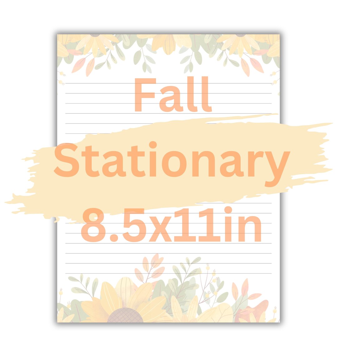 Floral Fall Stationery: Lined & Unlined Printable Paper (8.5x11 US ...
