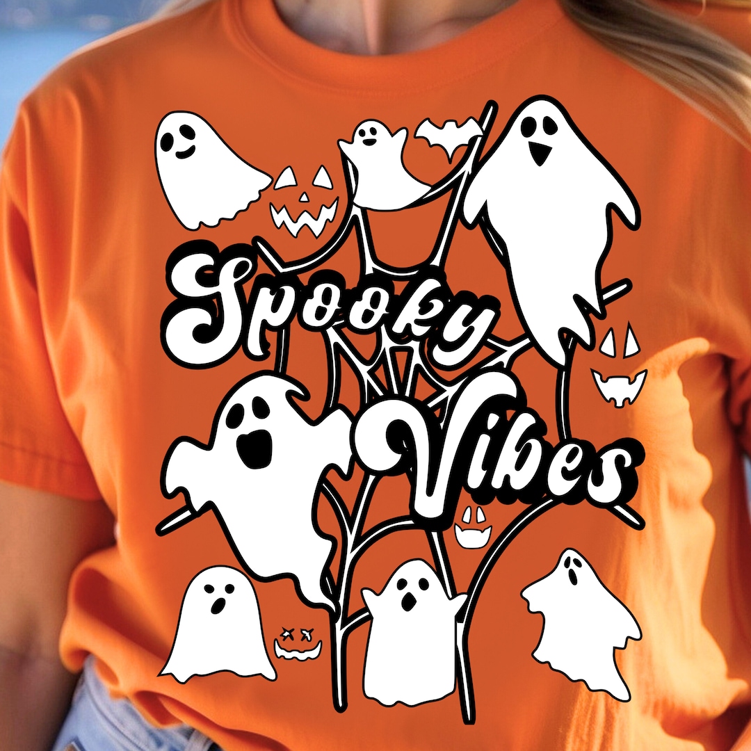 Spooky Vibes Ghosts Png for Halloween Shirt Png| Spooky Vibes Png ...