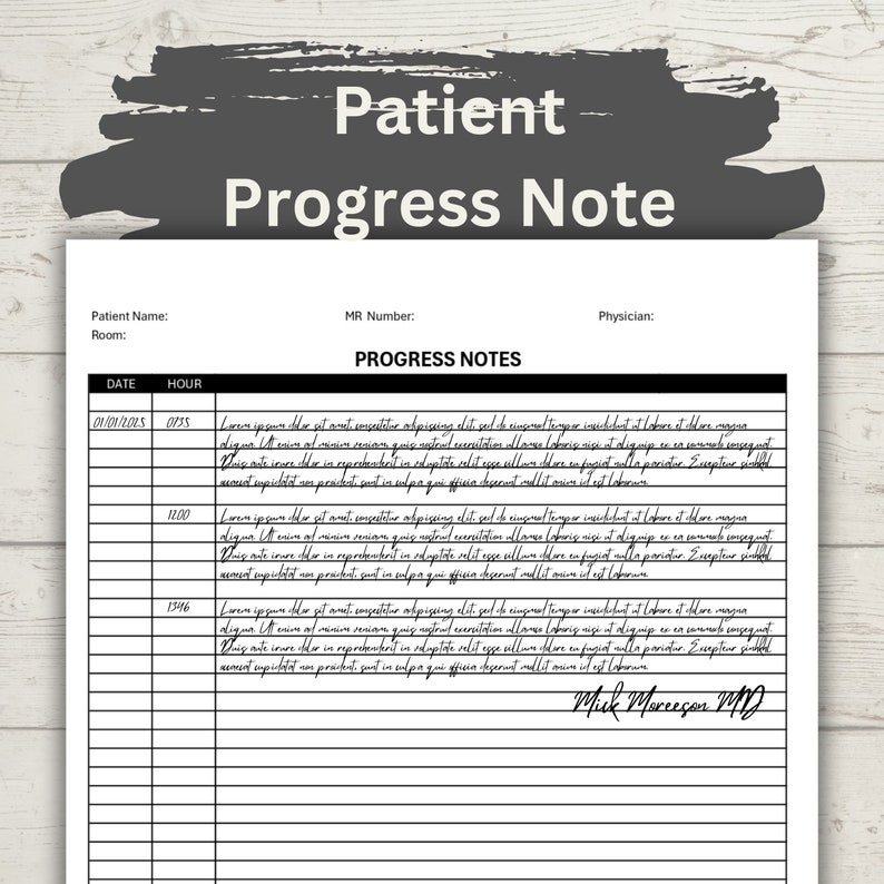 Blank Doctors Progress Note Template Form Printable PDF for Healthcare ...