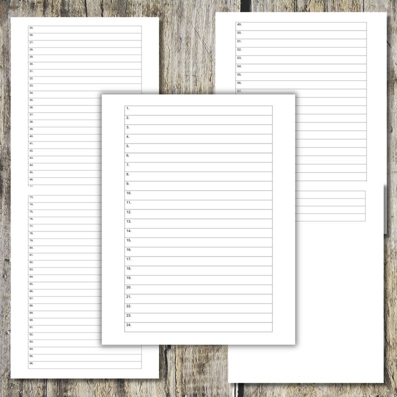 Numbered Lined Paper 1-100: Printable PDF - Etsy