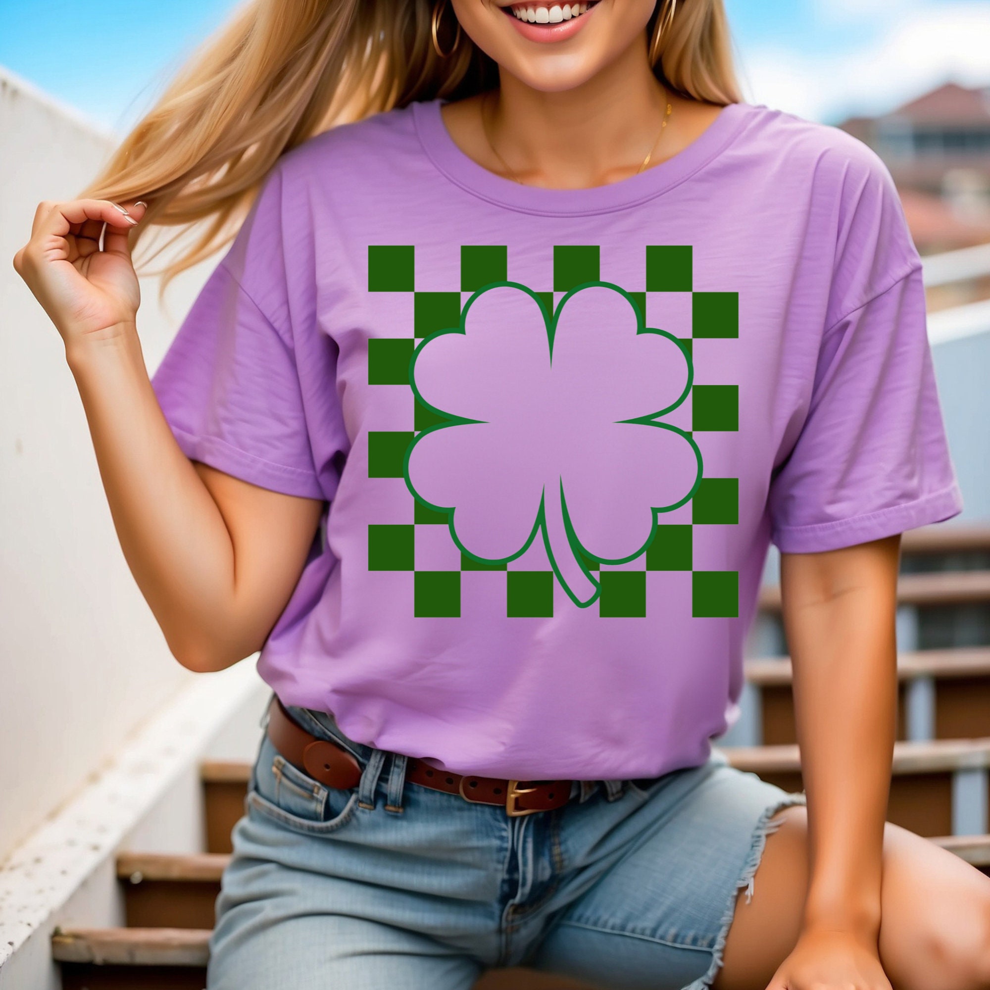 St. Patrick's Day Png Clover Checkered PNG Digital Download for Lucky ...