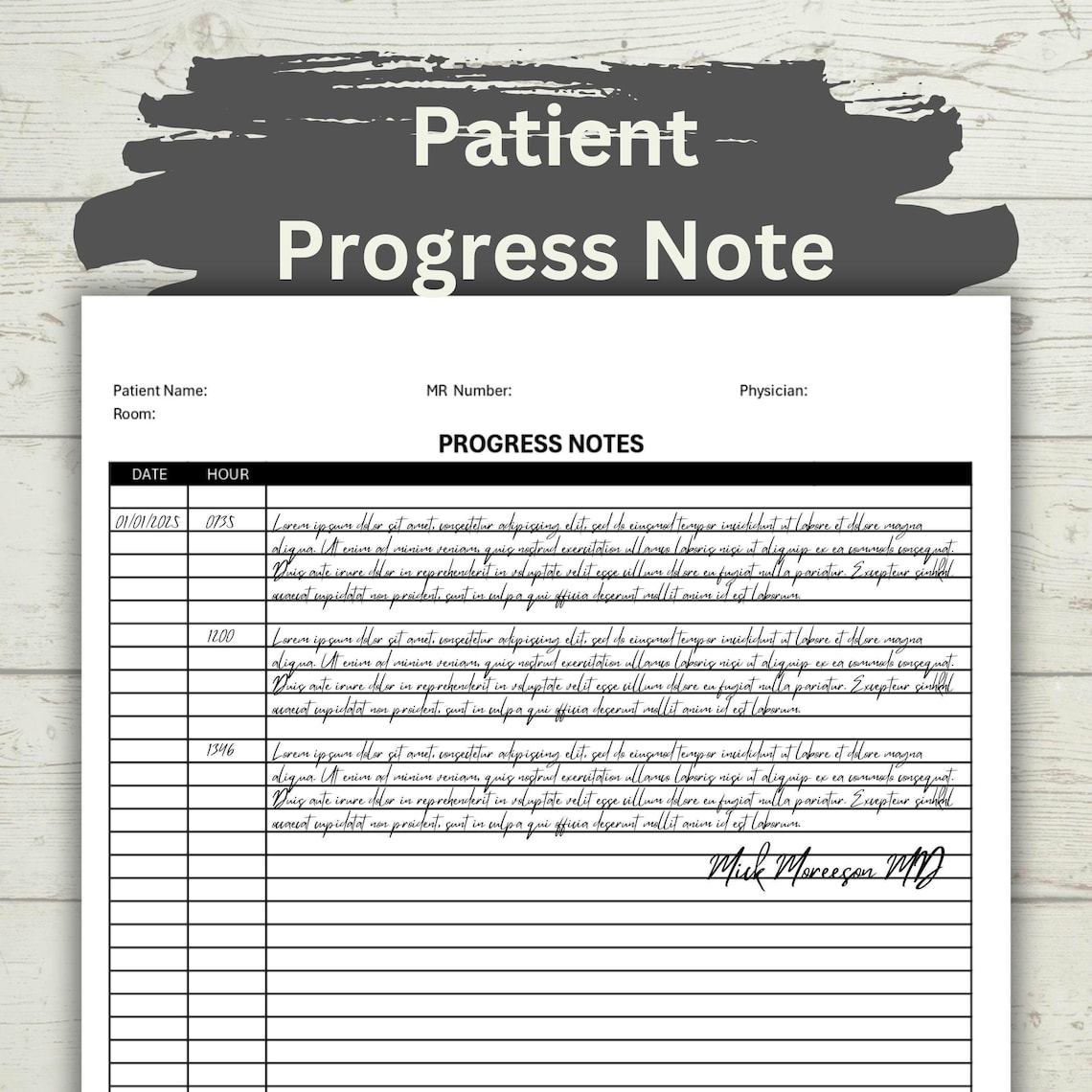 Blank Doctors Progress Note Template Form Printable PDF for Healthcare ...