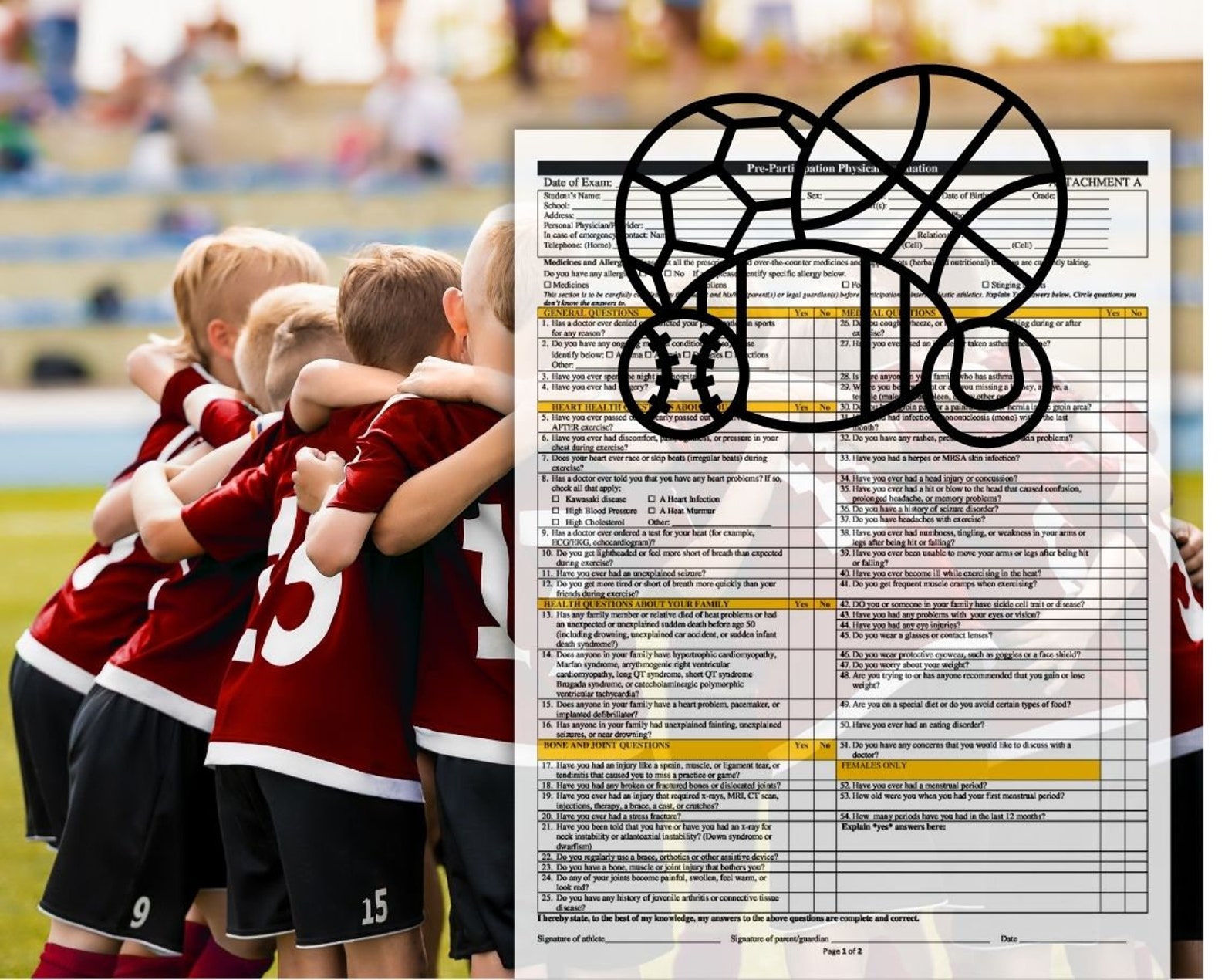 School Sports Physical Form | Student Athlete | Medical Clearance ...