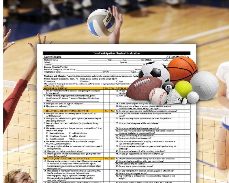 School Sports Physical Form | Student Athlete | Medical Clearance ...