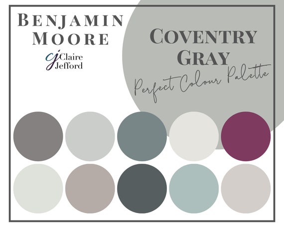 Coventry Gray by Benjamin Moore Interior Paint Color Palette - Etsy
