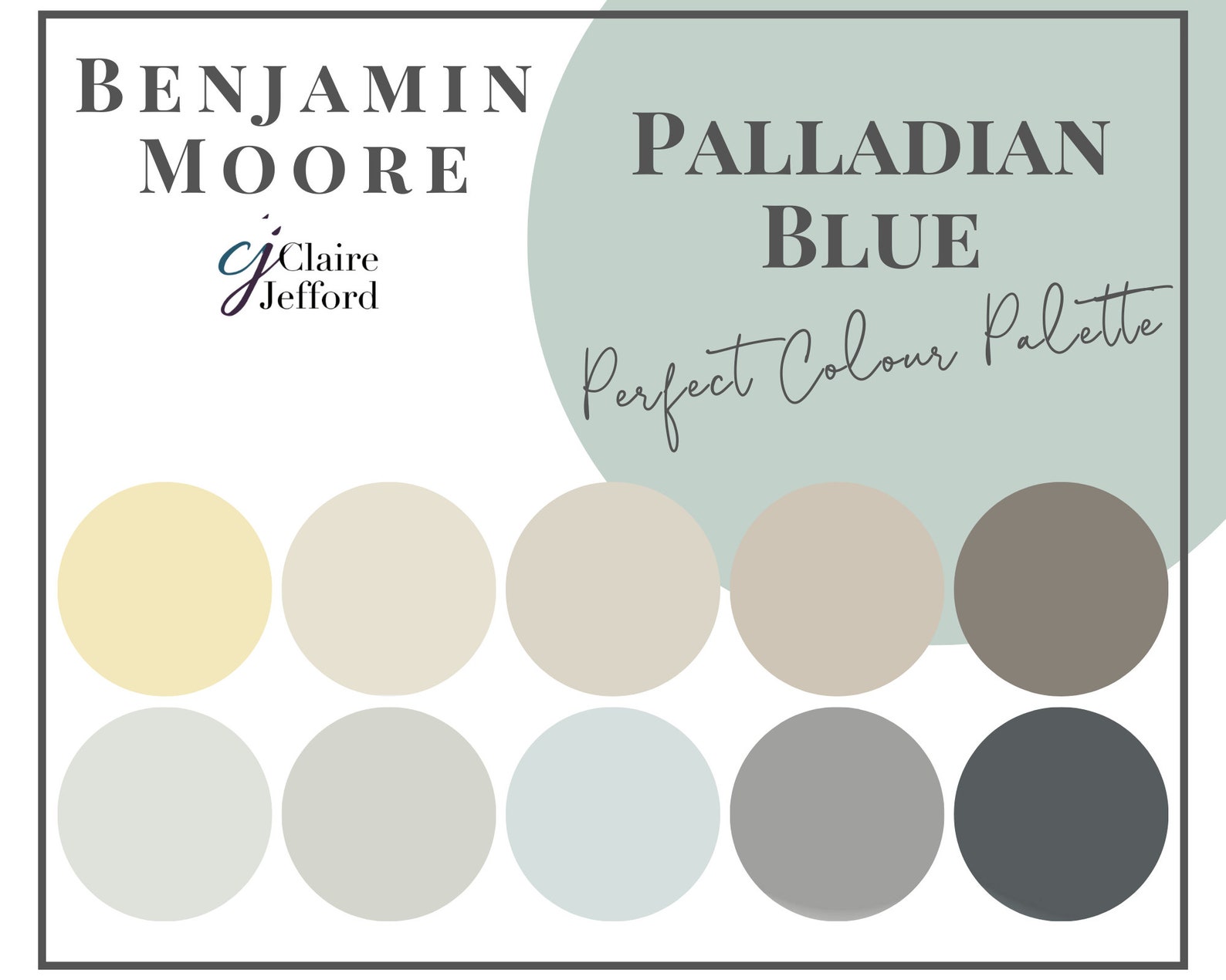 Palladian Blue by Benjamin Moore Interior Paint Color Palette - Etsy