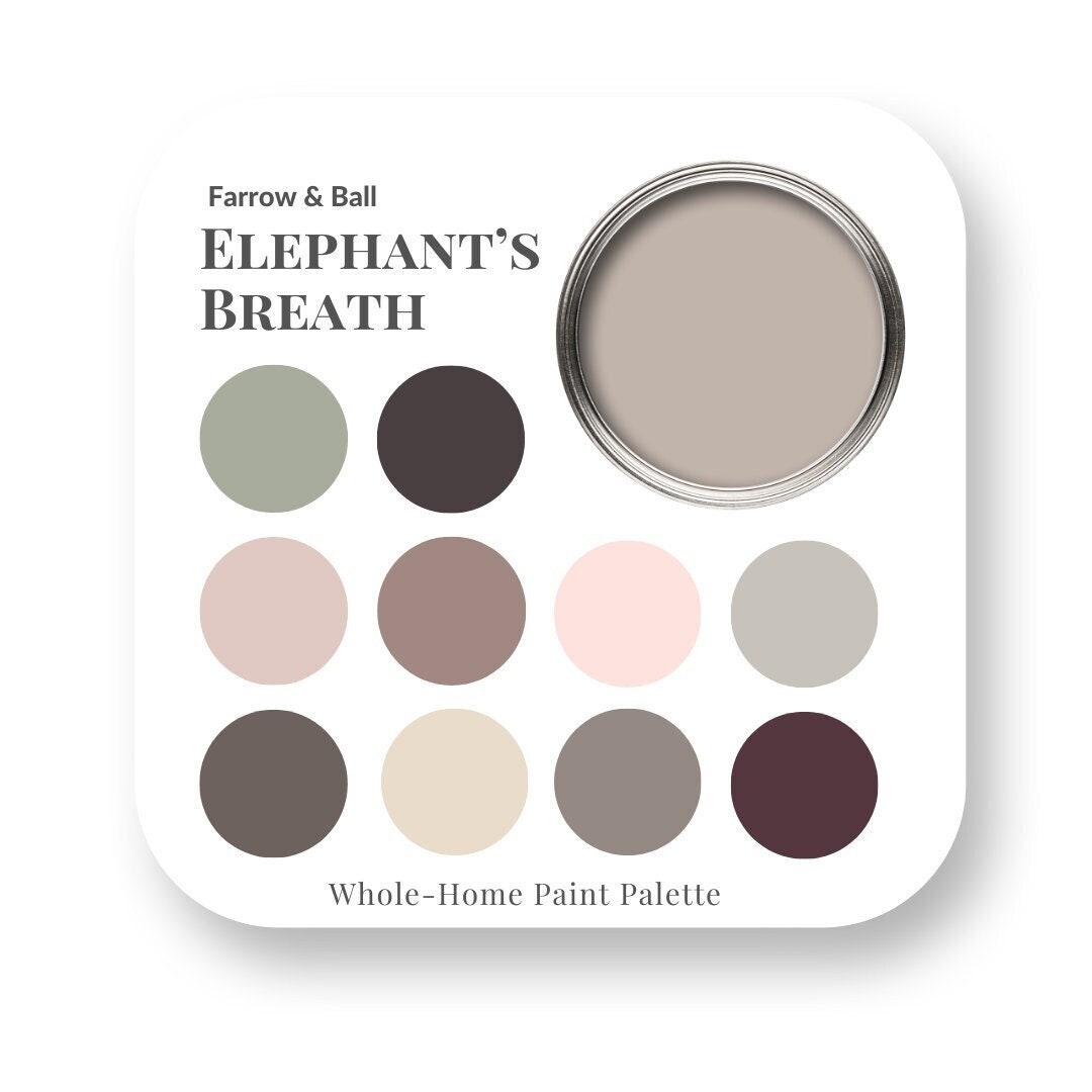 Elephant s Breath by Farrow Ball Interior Paint Color Palette Interior Design Color Trends Best White for Trim House Paint Colors Etsy UK