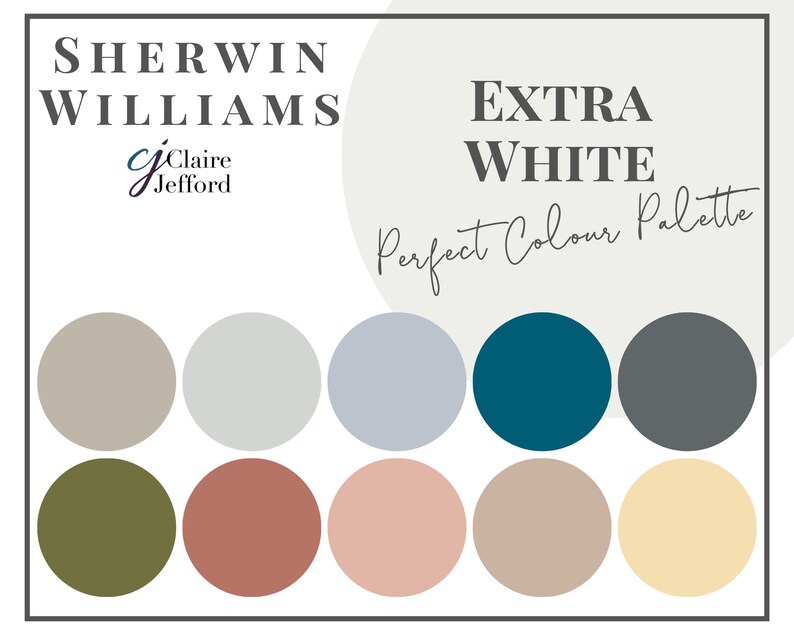 Extra White by Sherwin Williams Interior Paint Color Palette - Etsy