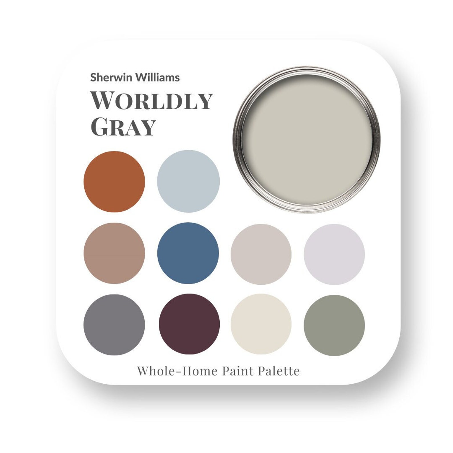 Worldly Gray by Sherwin Williams Interior Paint Color Palette, Interior ...