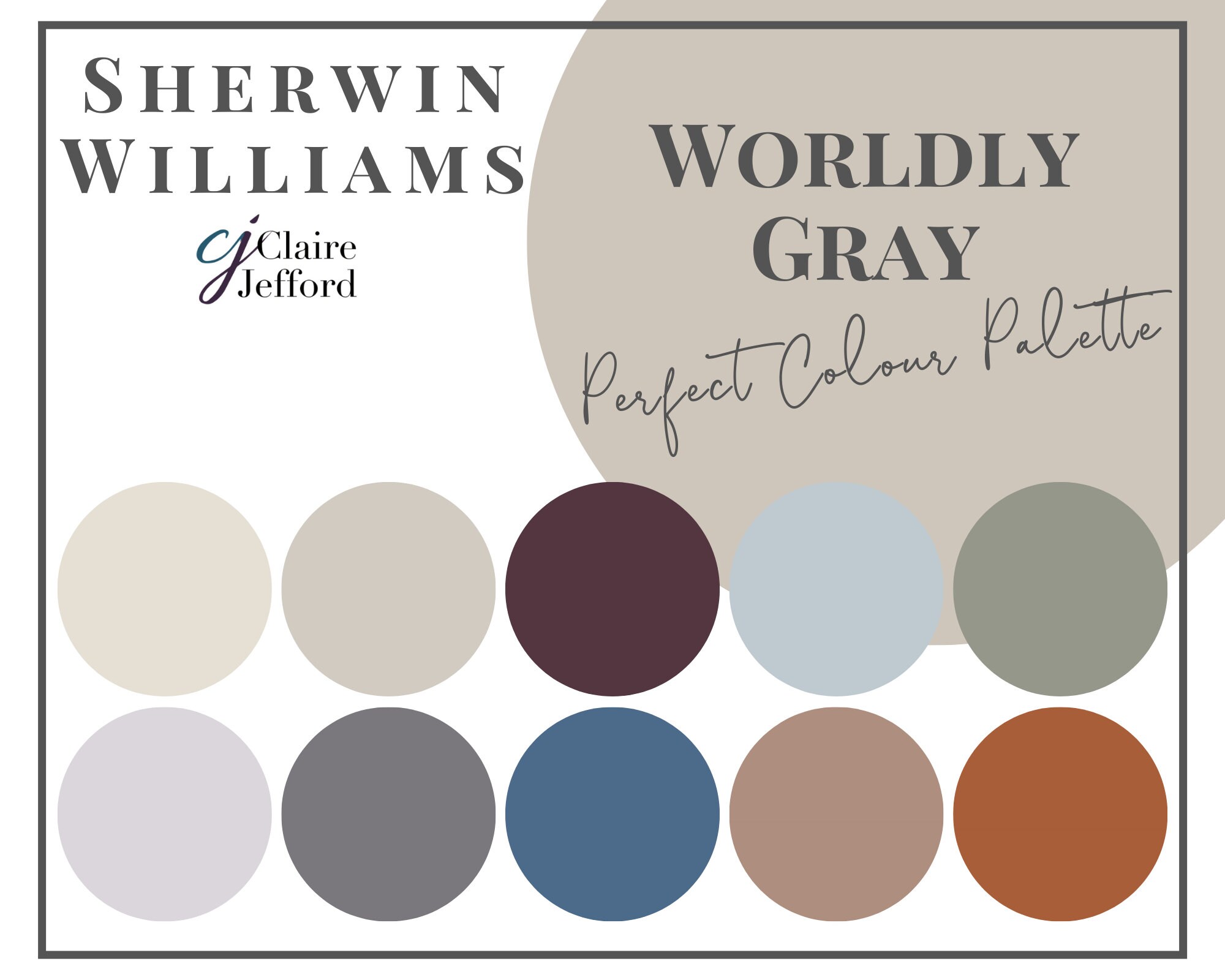 Worldly Gray by Sherwin Williams Interior Paint Color Palette - Etsy