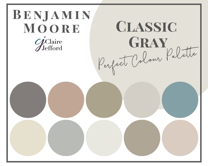 Classic Gray by Benjamin Moore Interior Paint Color Palette - Etsy