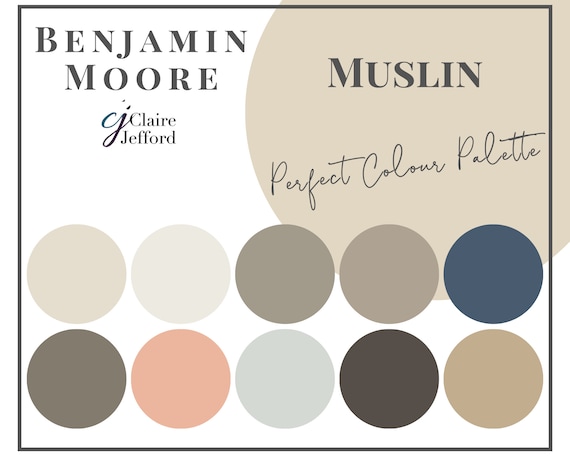 Muslin by Benjamin Moore Interior Paint Color Palette | Etsy