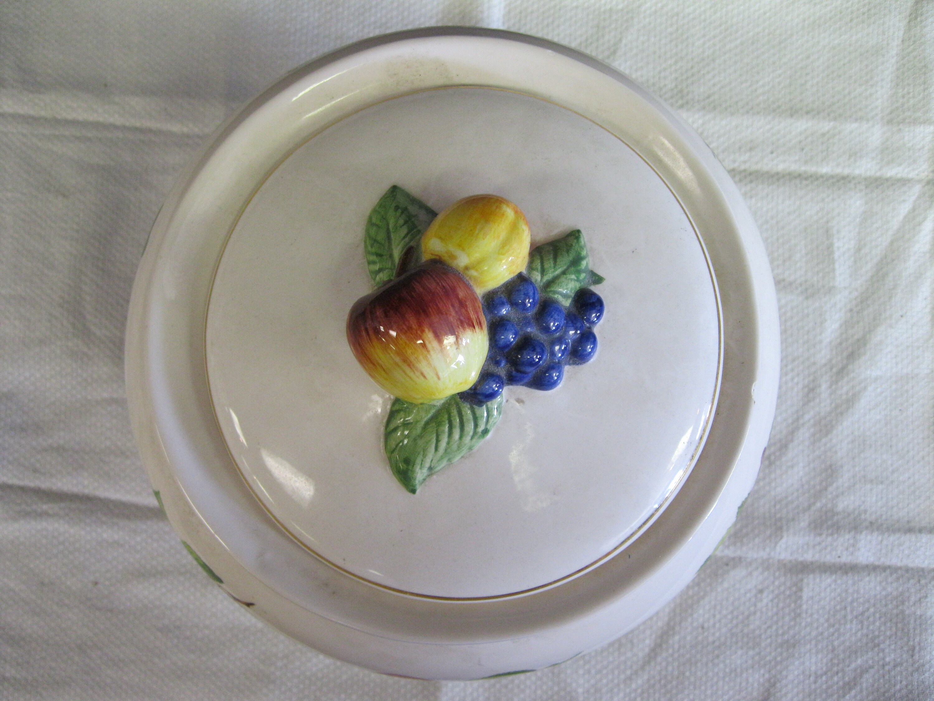 A Teleflora Gift Pedestal Bowl With Fruit Design and Lid With - Etsy