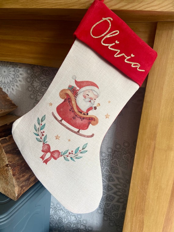 Personalised Santa Christmas Stocking With Name // Luxury - Etsy UK