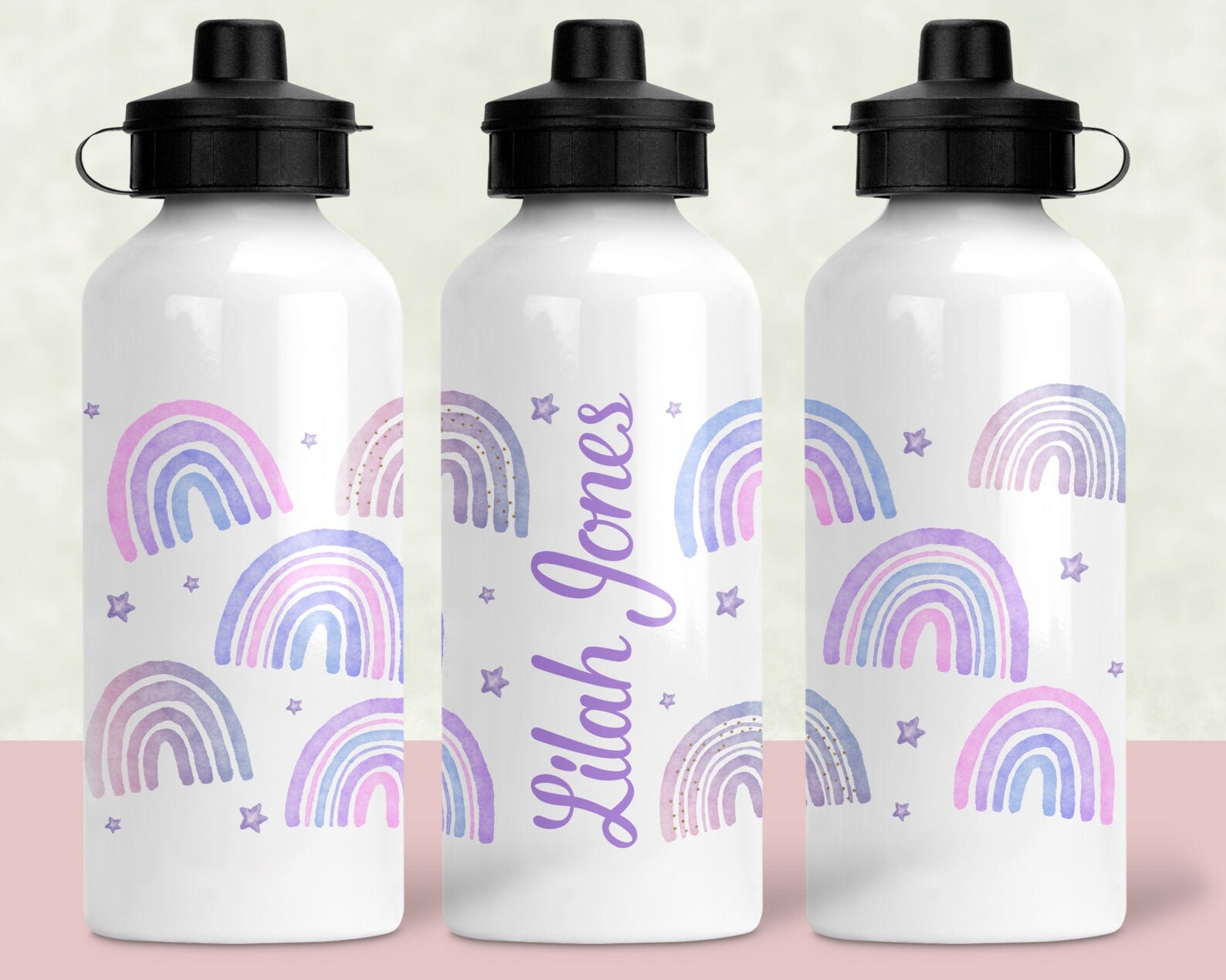 Rainbow water bottle personalised metal bottle plastic lid | Etsy