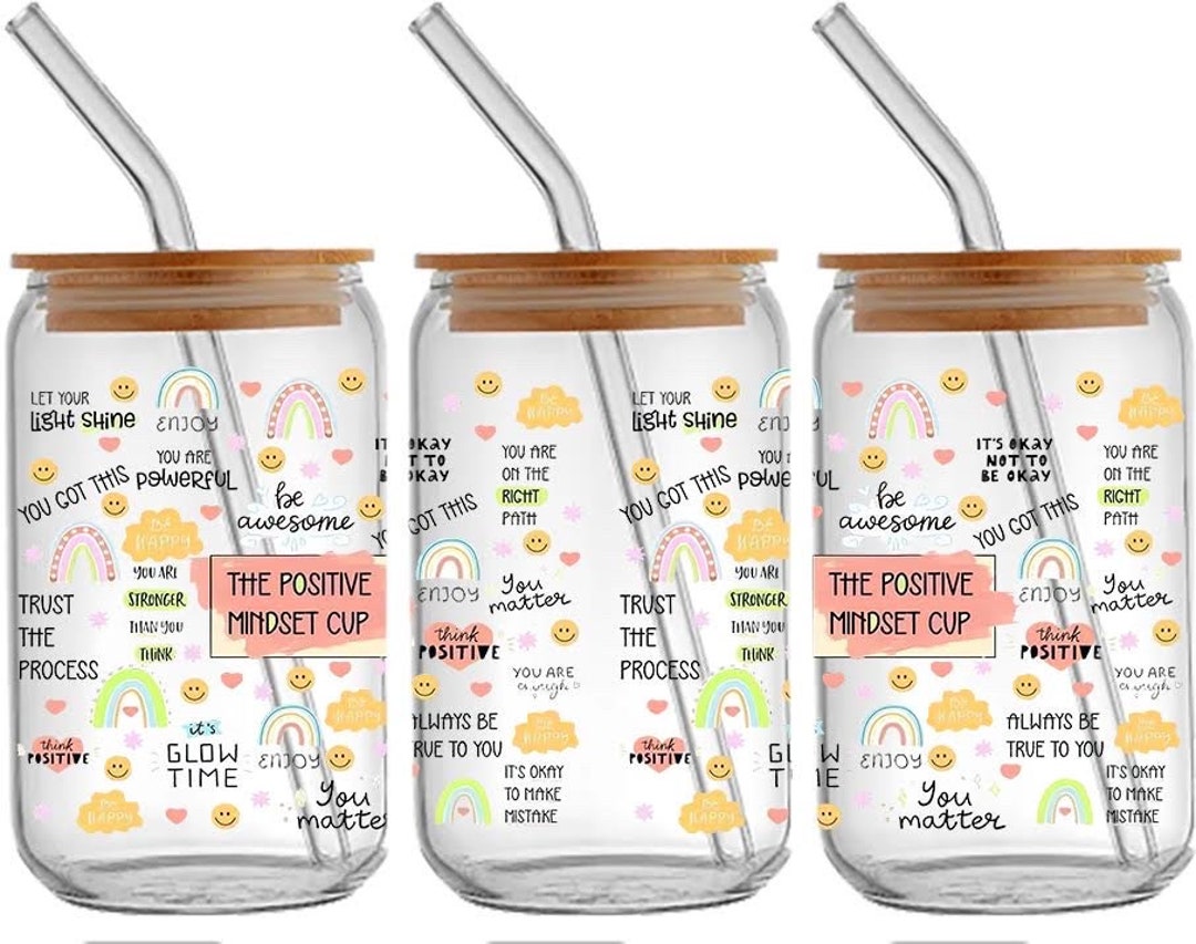 Positive Mindset Glass Cup, Mental Health Awareness, You Matter Glass ...