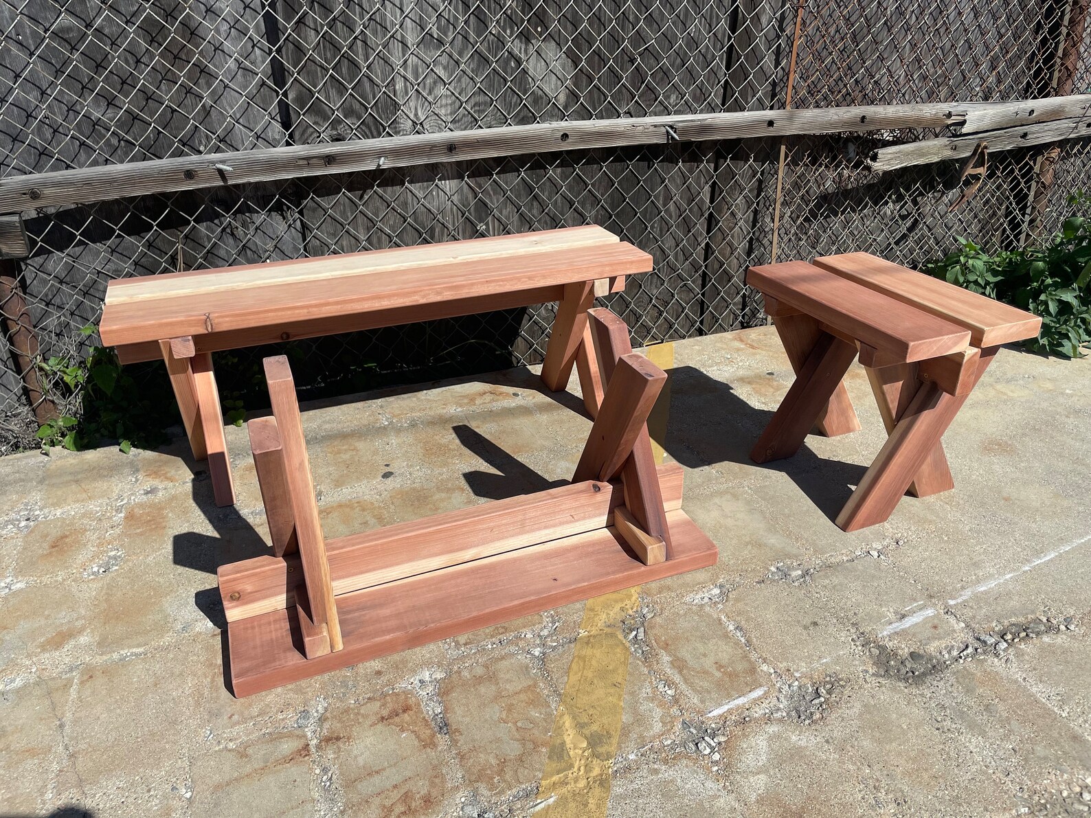 Thick Solid American Redwood Stool and Benches - Etsy