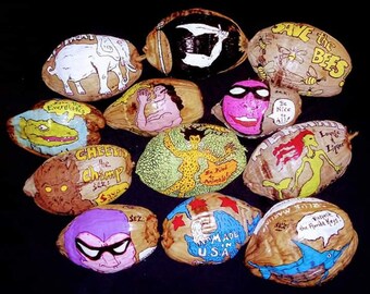 Hand Painted Coconut Art-flamingo Painting-original Artwork by - Etsy