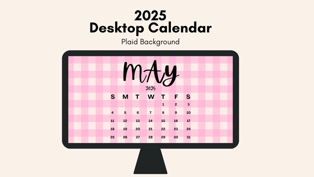 2025 Digital Desktop Calendar | May - December | Plaid Background - Etsy