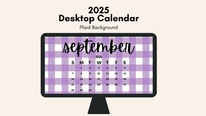 2025 Digital Desktop Calendar | May - December | Plaid Background - Etsy
