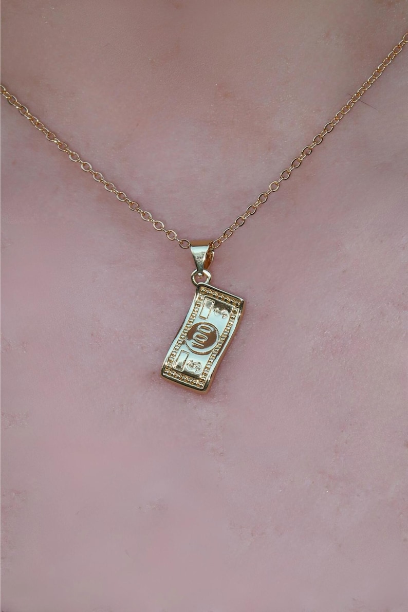 100 Bill Gold Necklace, Dollar Bill Necklace - Etsy