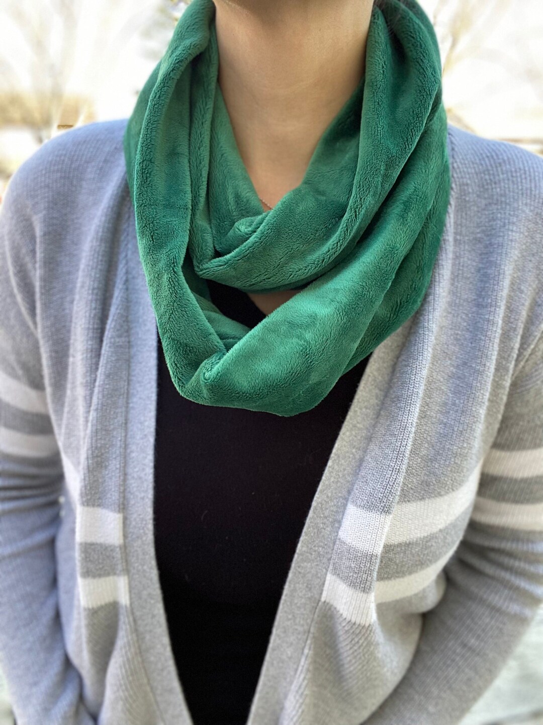 Emerald Green Scarf, Green Infinity Scarf, Minky Infinity Scarf for ...