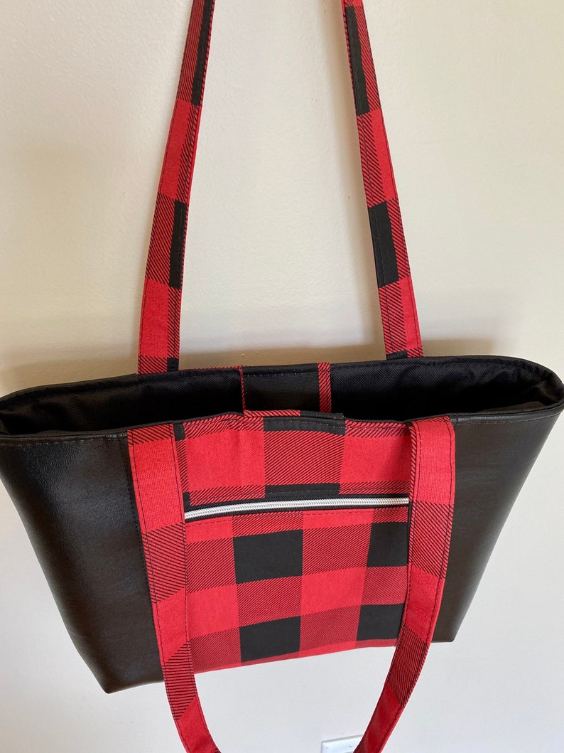 Buffalo Plaid Tote Bag Large Tote Bag With Pockets Plaid - Etsy
