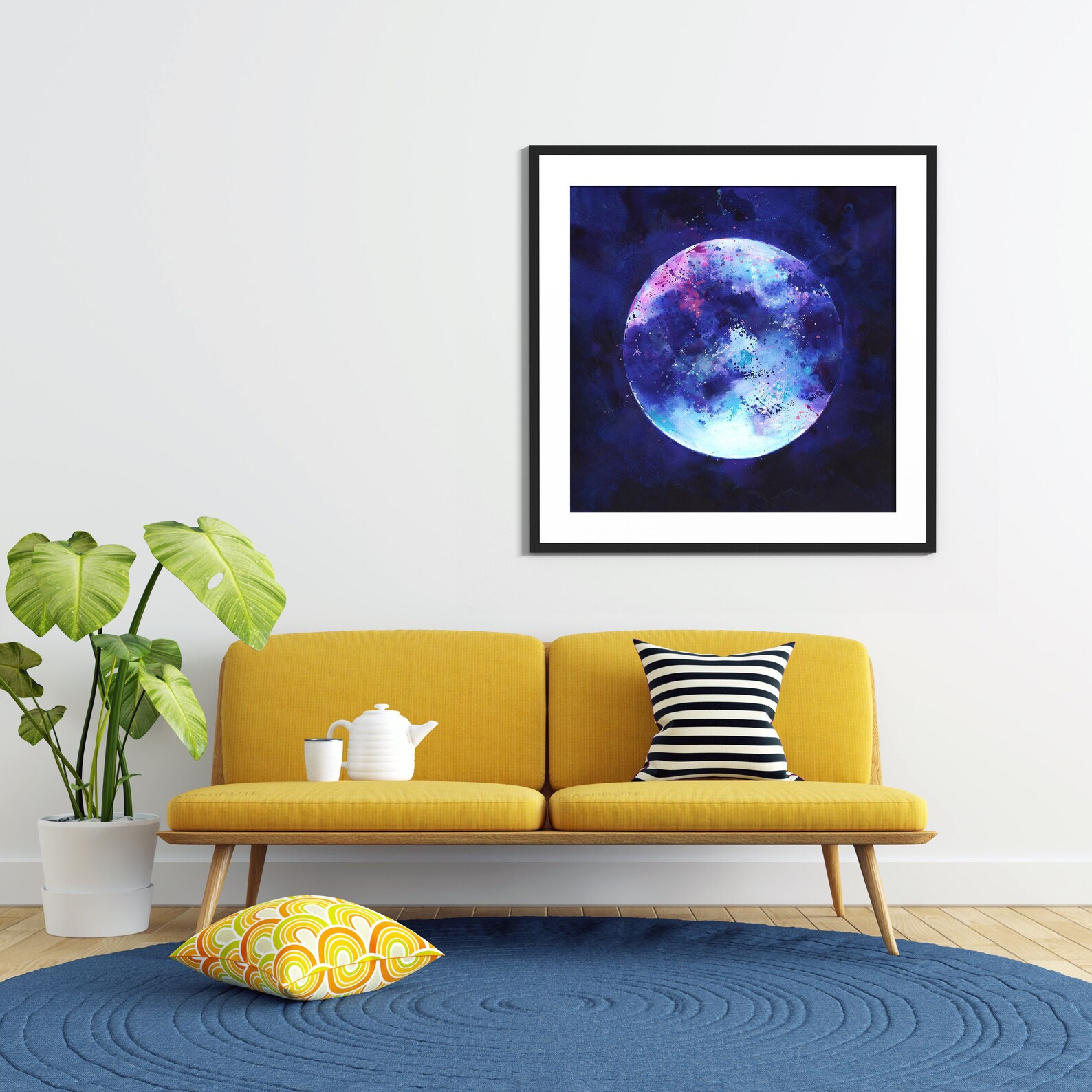 Printable Moon Painting Blue Moon Abstract Full moon | Etsy