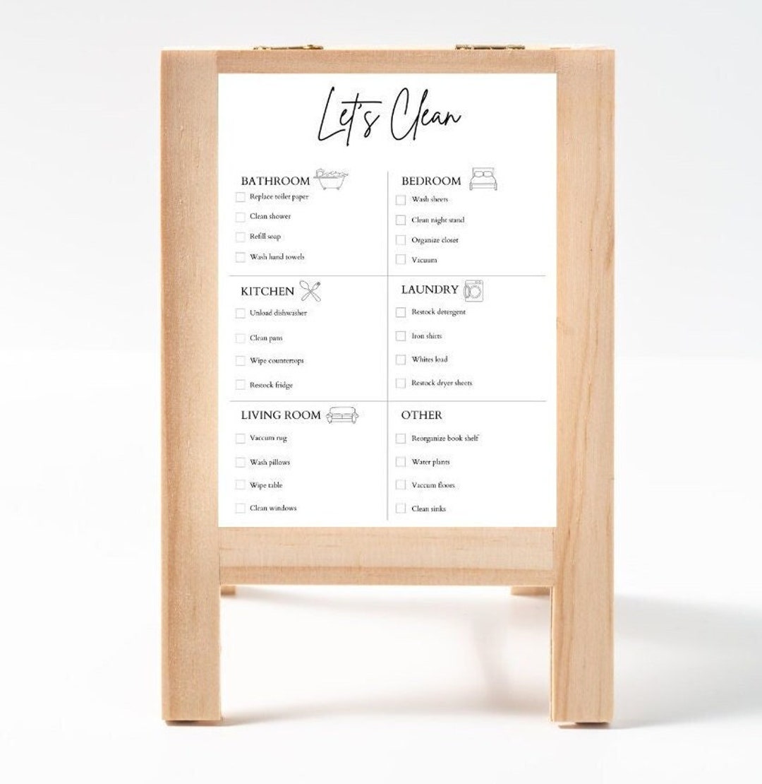 Customizable Cleaning Check List to Do List - Etsy