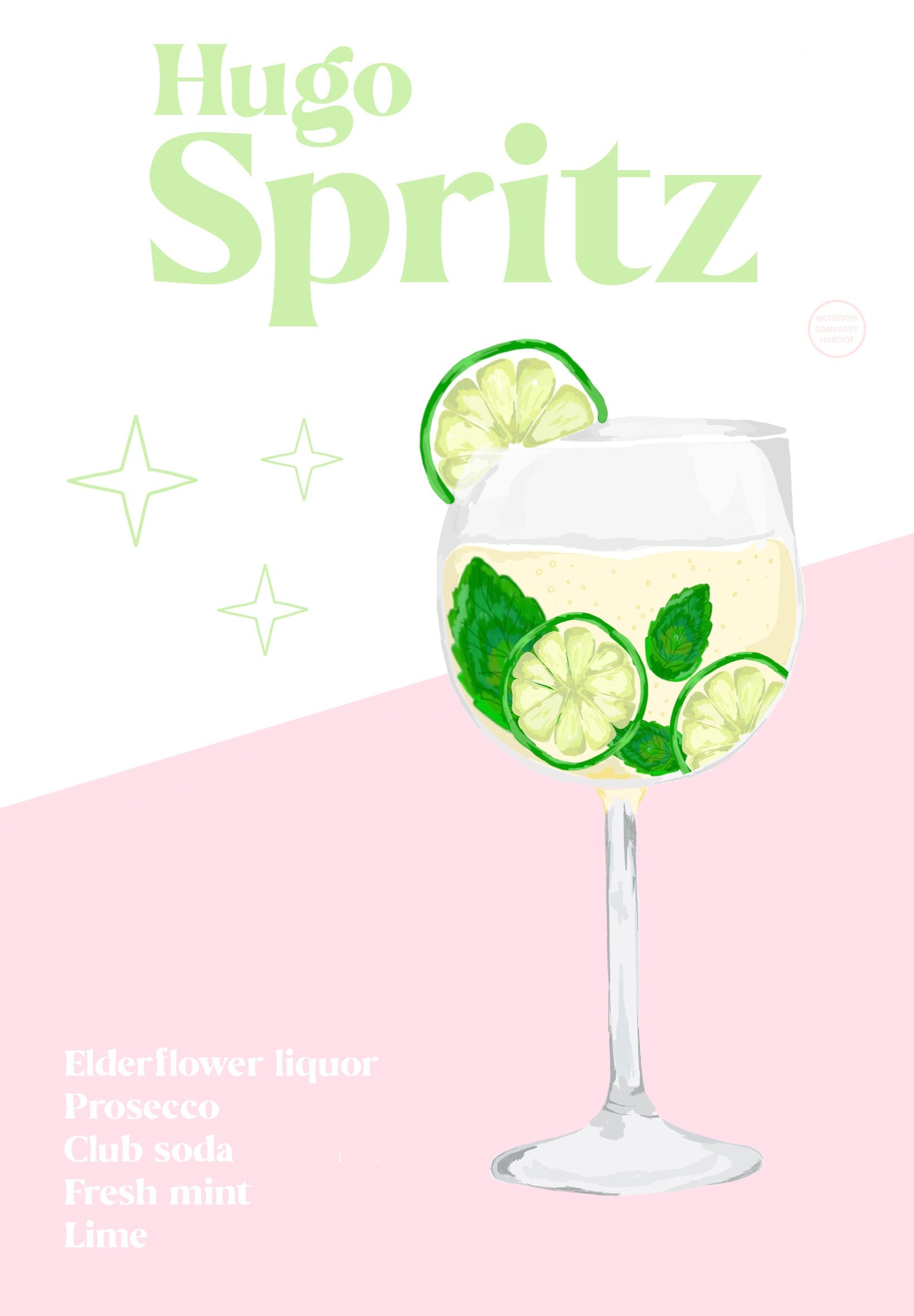 Hugo Spritz Cocktail Digital Art Print - Etsy