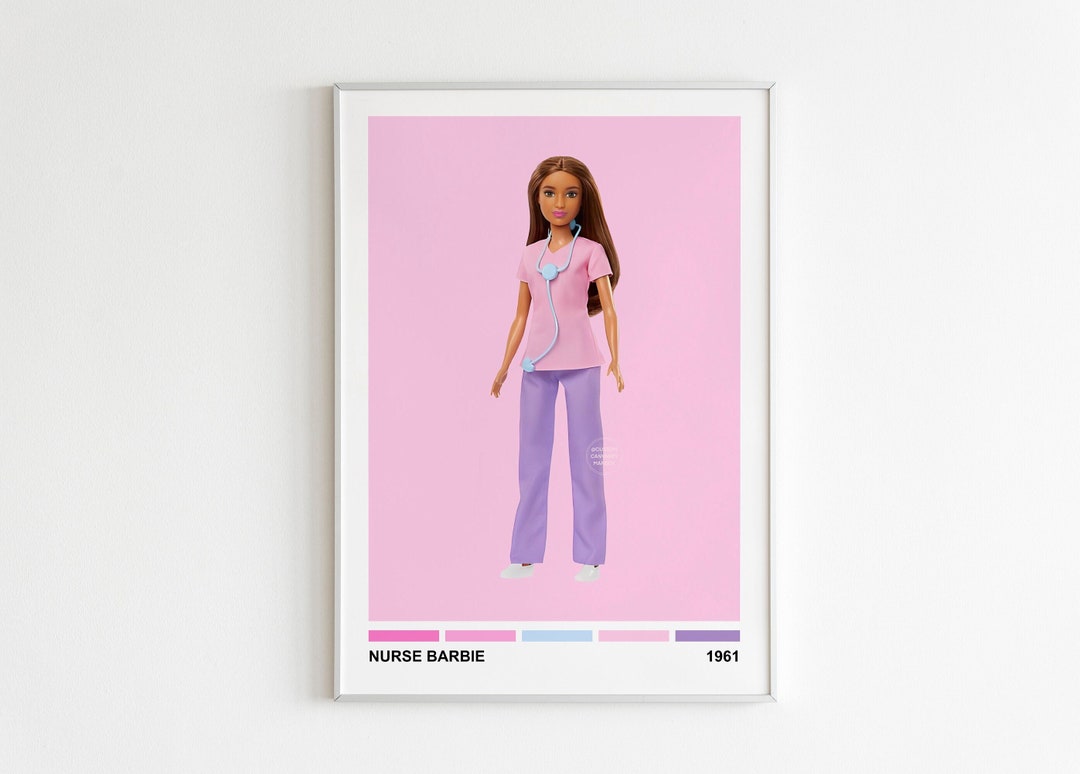 Nurse Barbie Print Pink Wall Decor Art - Etsy