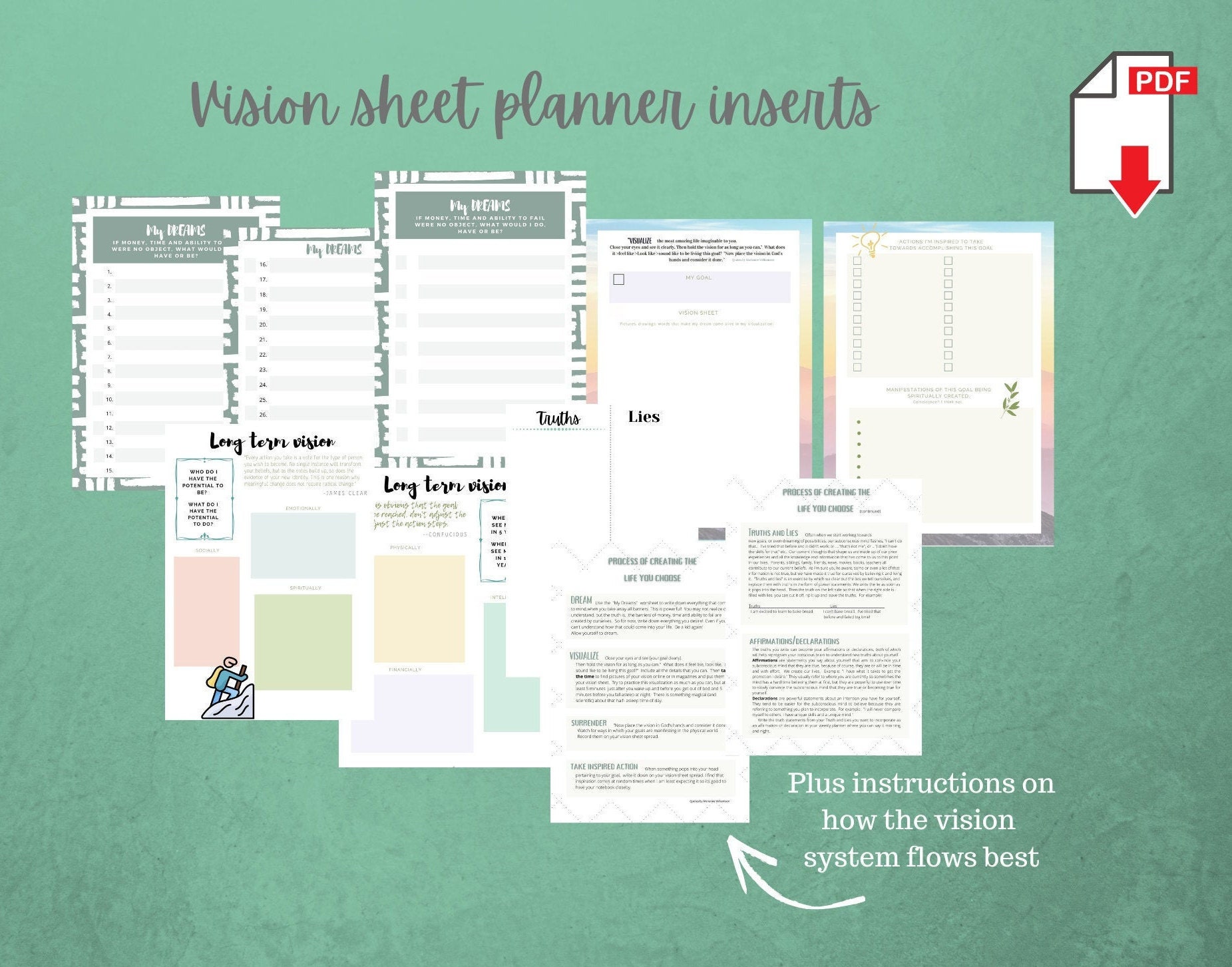 Create With Vision: Create With God System. Vision Sheet Spreads ...