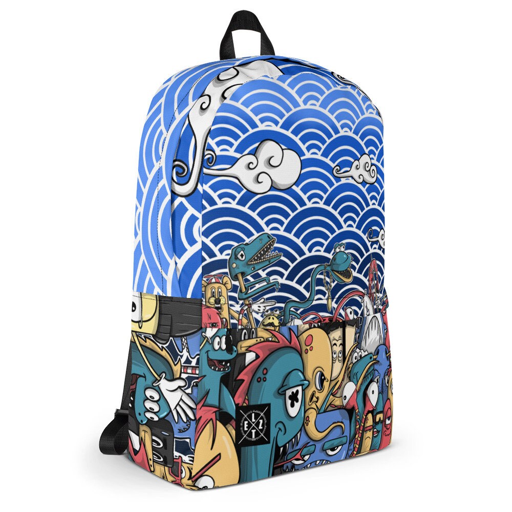 Monster Characters Backpack, Doodle Art Backpack, Japanese Character ...