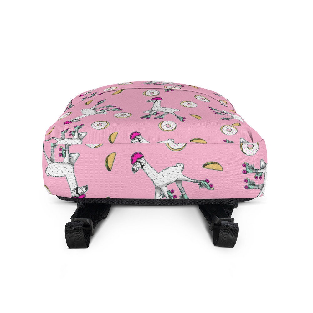 Llama Tacos and Donuts Backpack, Llama Roller Skating Backpack, Donut ...